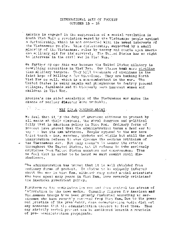 The International Days of Protest Information - Ann Arbor Vietnam Day ...
